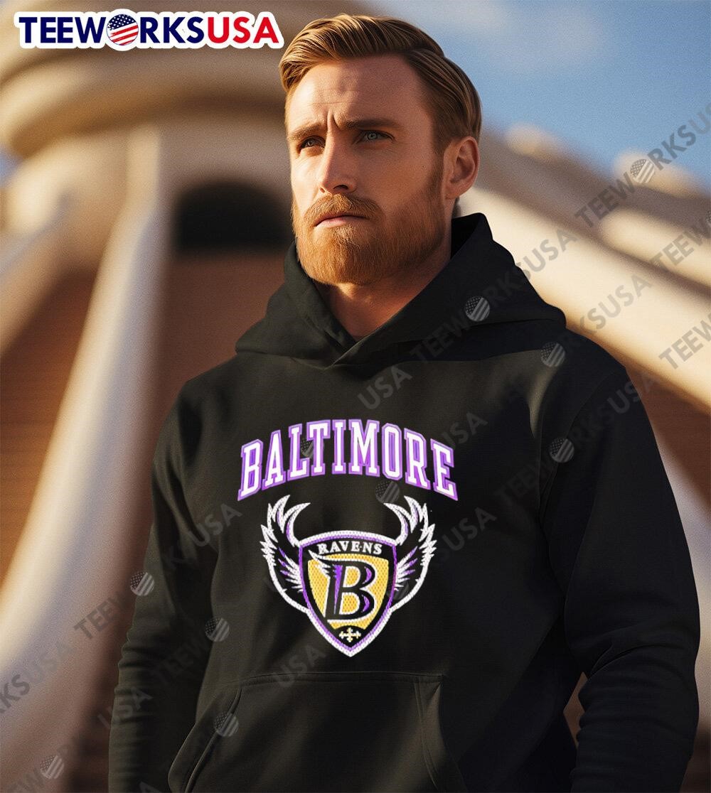 Baltimore B Logo Baltimore Ravens Neutral Colour Logo T Shirt Mens